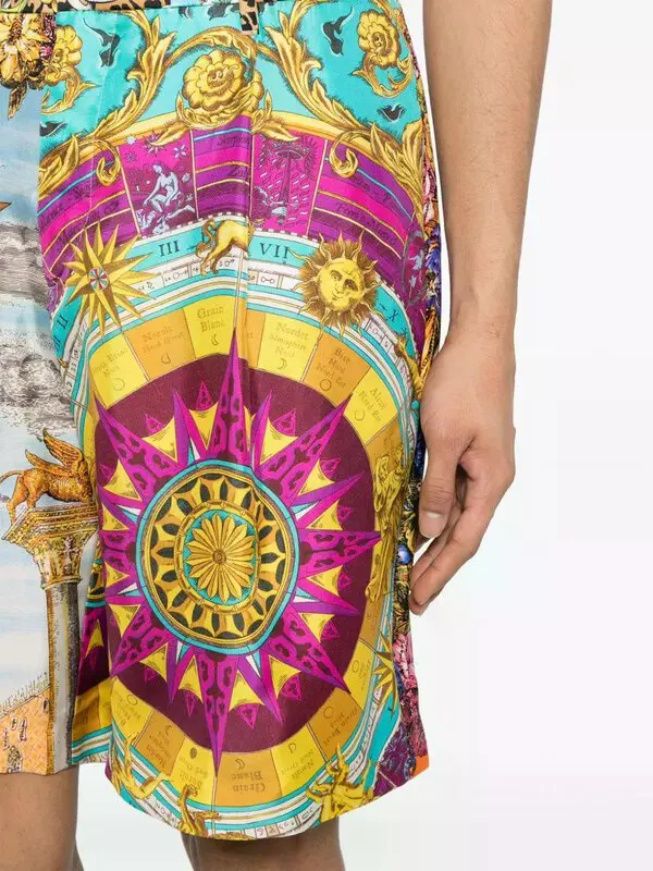 Moschino Graphic-print Silk Shorts - Multicolour
