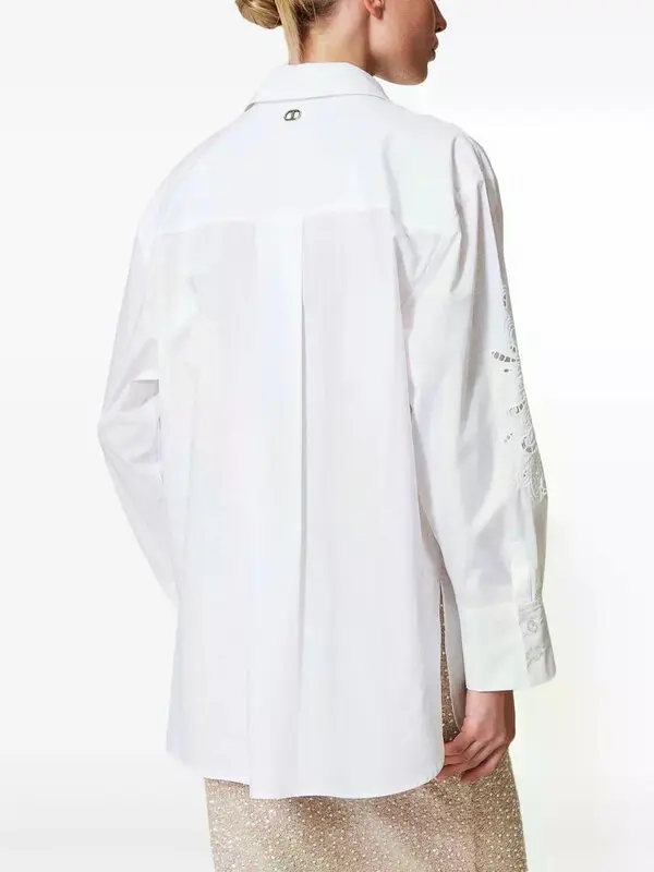 TWINSET Embroidered Lace Panel Oversized Shirt