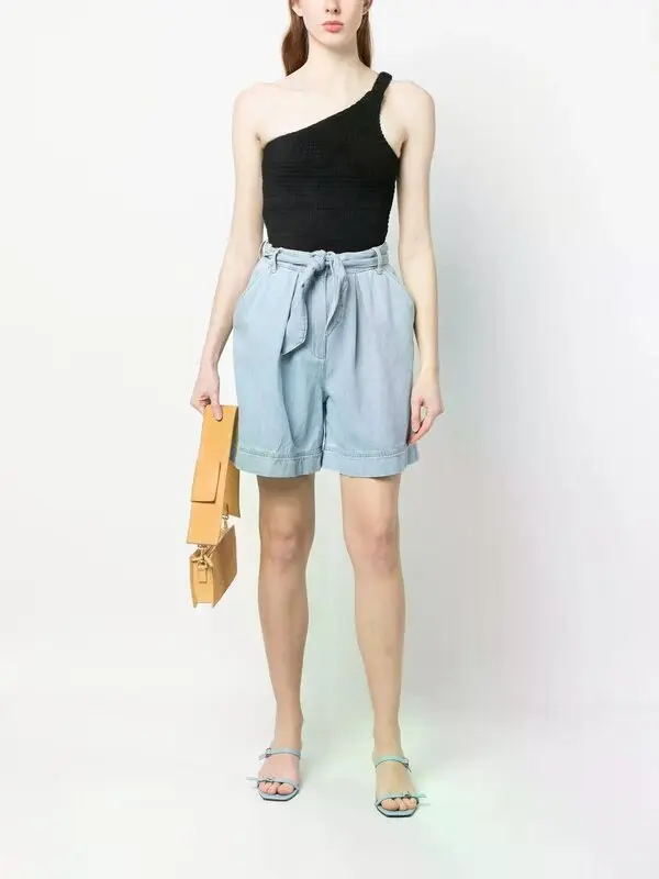 Pinko Belted High Waisted Denim Shorts