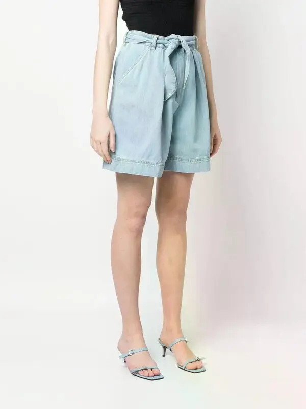 Pinko Belted High Waisted Denim Shorts