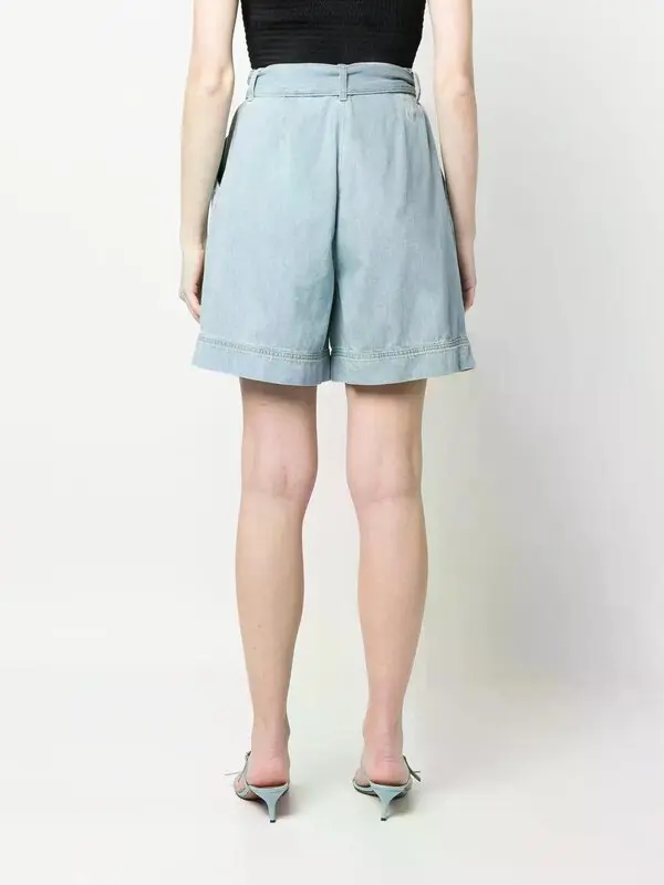 Pinko Belted High Waisted Denim Shorts