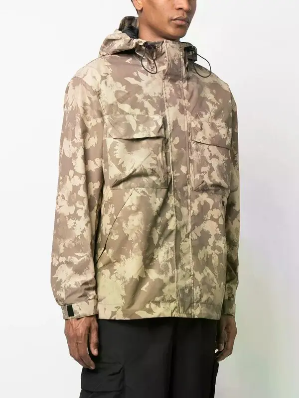 Calvin Klein Abstract Pattern Hooded Windbreaker Jacket - Neutrals