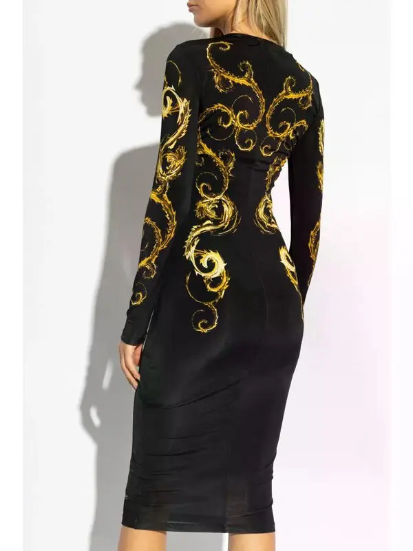 Versace Watercolour Couture-print Midi Dress