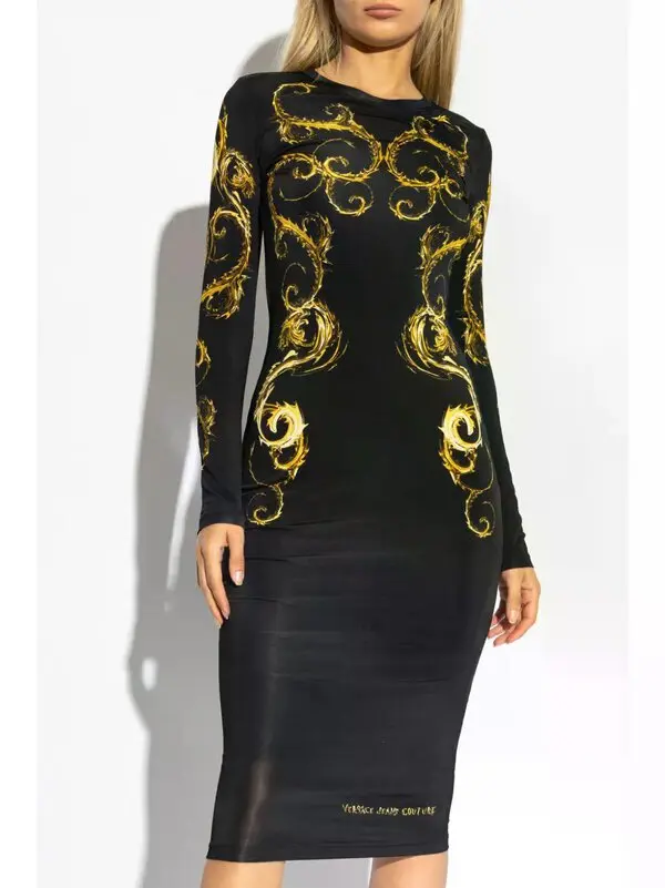 Versace Watercolour Couture-print Midi Dress