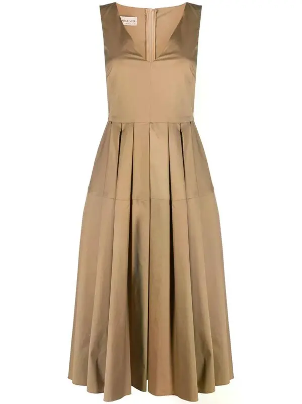 BLANCA VITA V-neck Sleeveless Dress - Neutrals