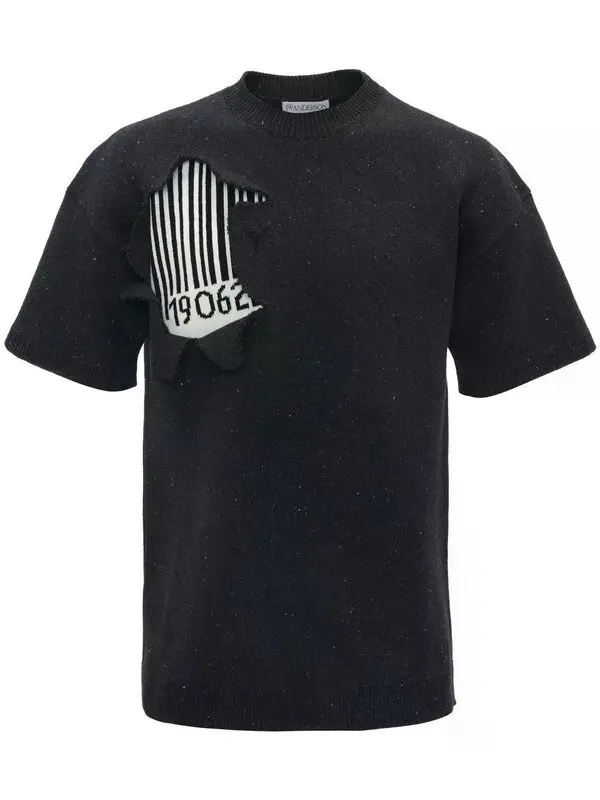 JW Anderson Barcode-print Short-sleeved Sweatshirt - Black