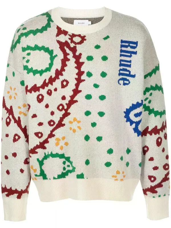 Rhude Intarsia Knit Wool-blend Sweater - Neutrals