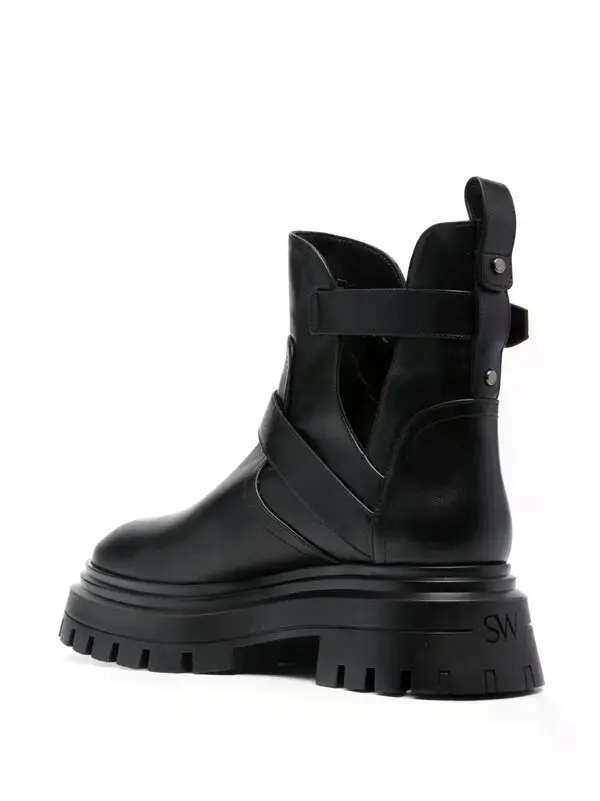 STUART WEITZMAN Buckled Leather Ankle Boots - Black