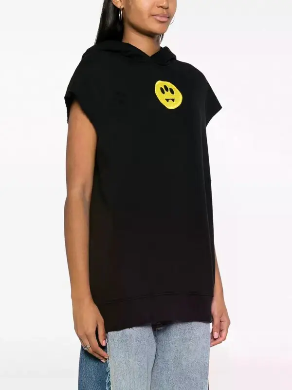 BARROW Logo-embroidered Distressed Jersey Hoodie