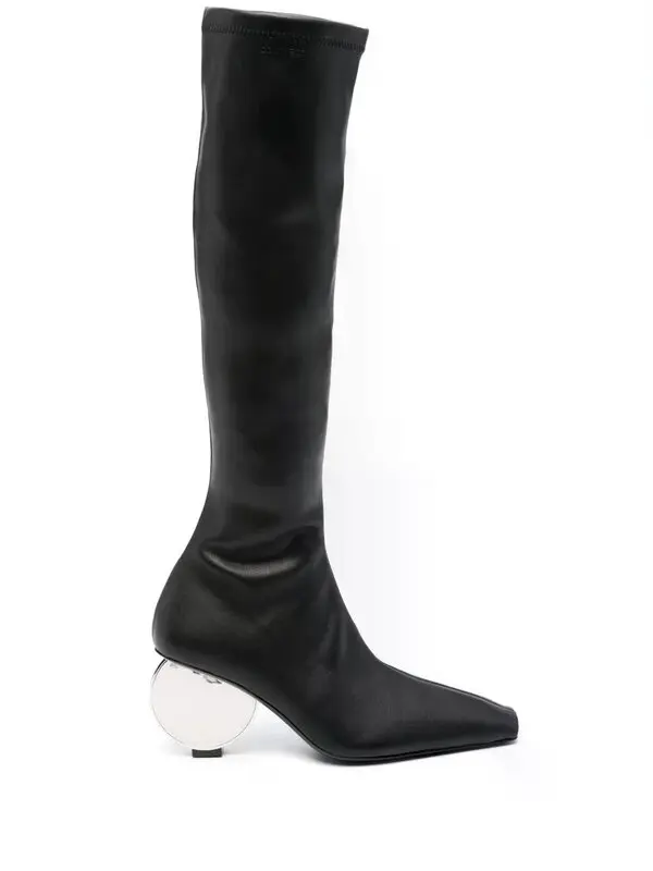 COURREGES Knee-high Faux-leather Boots With Sculpted Heel