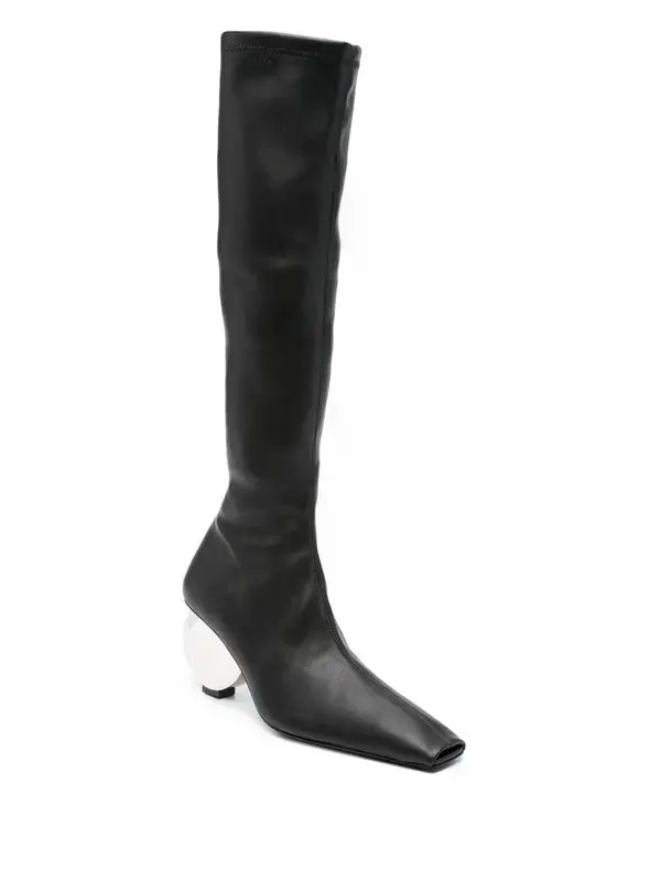 COURREGES Knee-high Faux-leather Boots With Sculpted Heel