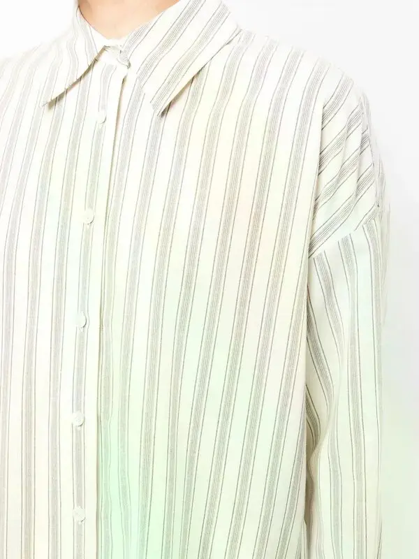 Goen.j Oversized Stripe Print Shirt Dress - Black