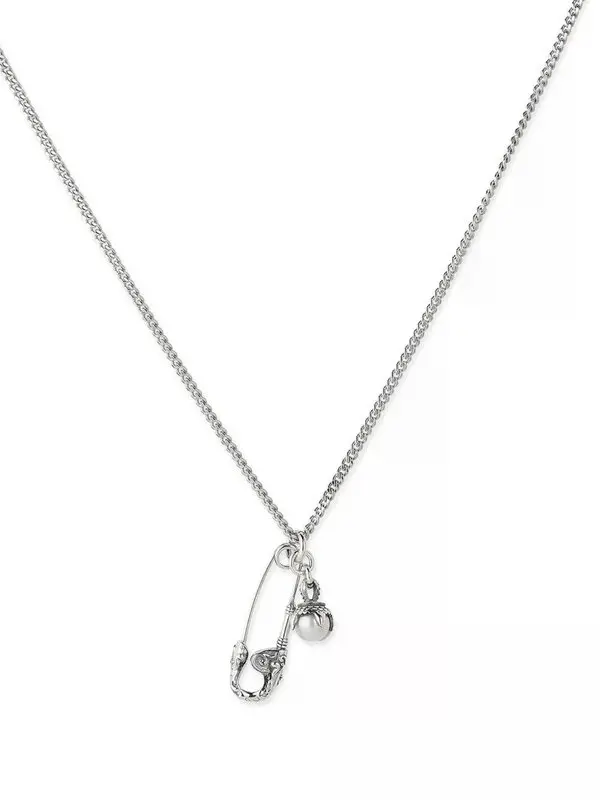 Emanuele Bicocchi Safety Pin Pearl-pendant Necklace - Silver