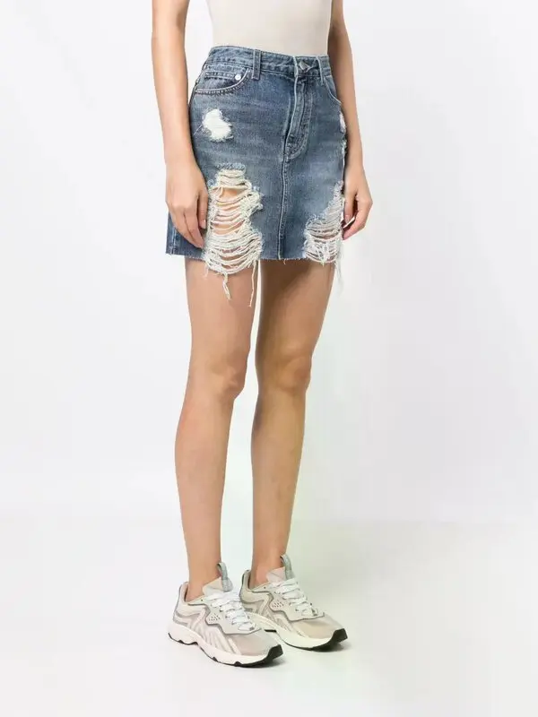 Goen.j Distressed Denim Mini Skirt