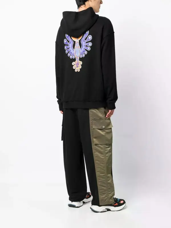 COUNTY OF MILAN Graphic-print Cotton Hoodie - Black