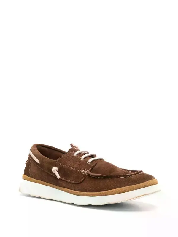 Moma Tobacco Suede Lace-up Boat Shoes - Brown