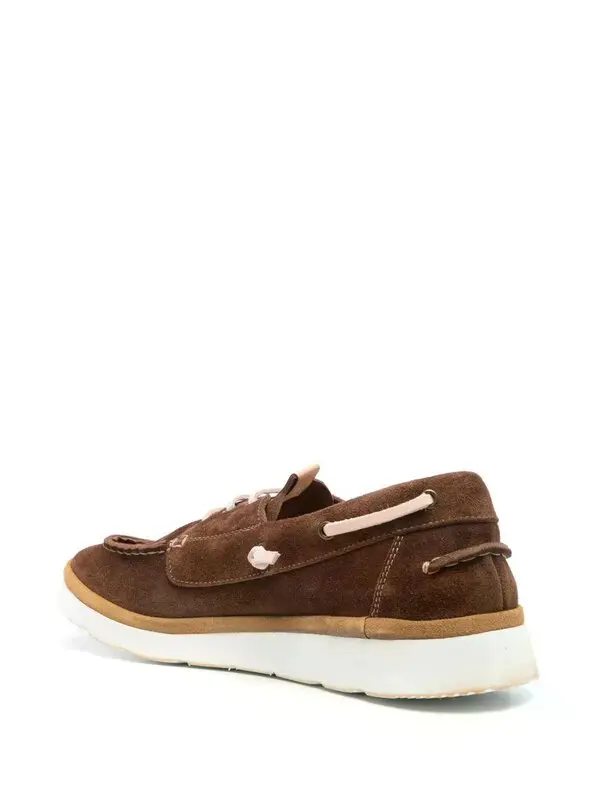 Moma Tobacco Suede Lace-up Boat Shoes - Brown