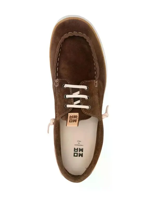 Moma Tobacco Suede Lace-up Boat Shoes - Brown