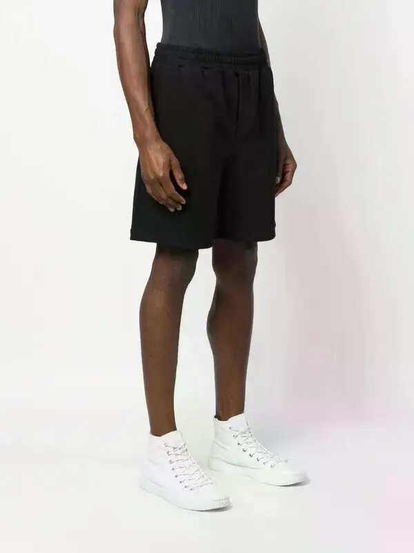 Helmut Lang Logo Print Cotton Track Shorts