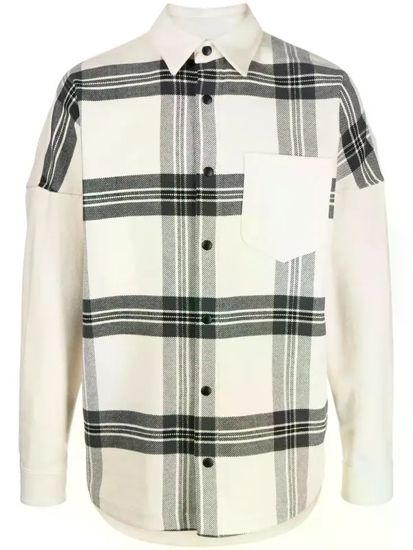 Palm Angels Logo-print Checked Overshirt - Neutrals