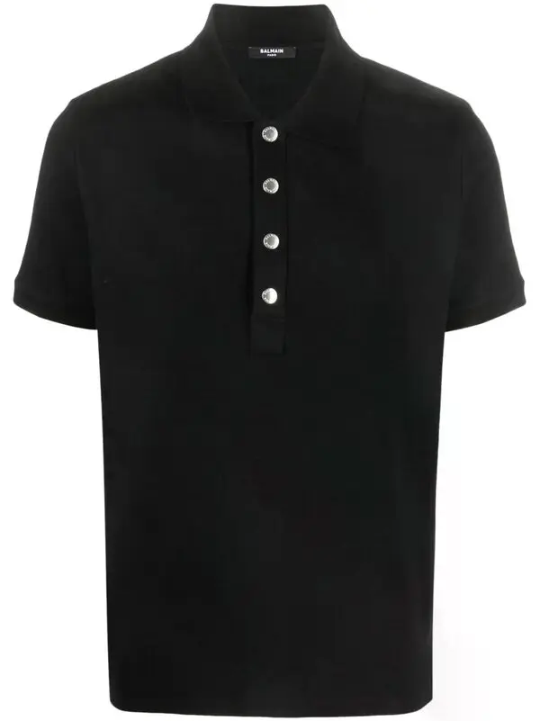 Balmain Monogram-pattern Piqué Polo Shirt