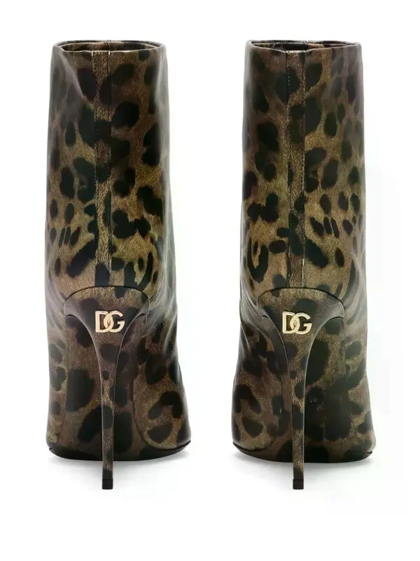 Dolce & Gabbana Leopard Print Leather Ankle Boots