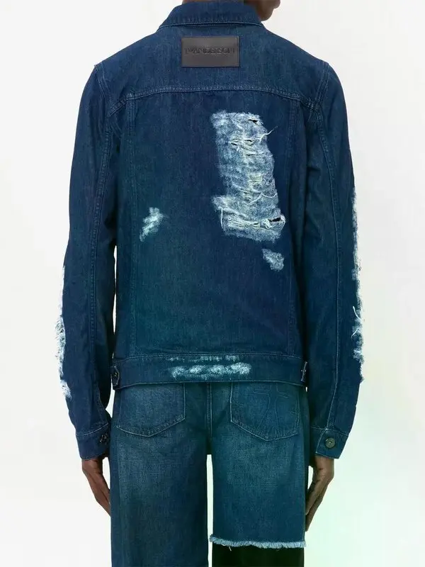 JW Anderson Distressed -effect Denim Jacket - Blue