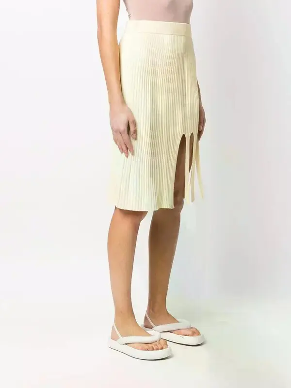 KRIZIA Cut-out Ribbed Knit Midi Skirt