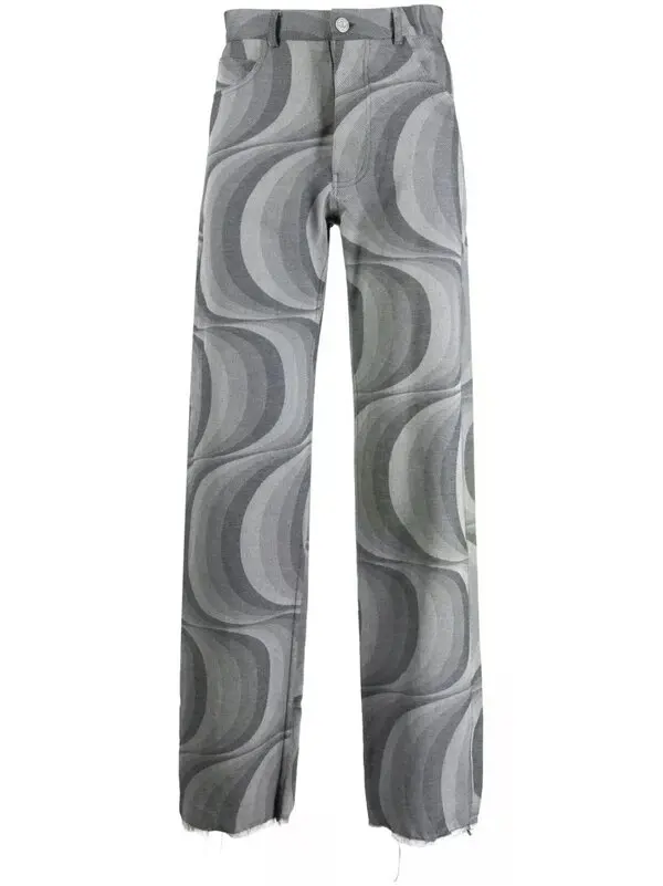 JORDANLUCA Geometric-pattern Faded Straight Leg Trousers