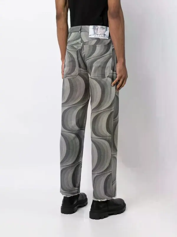 JORDANLUCA Geometric-pattern Faded Straight Leg Trousers