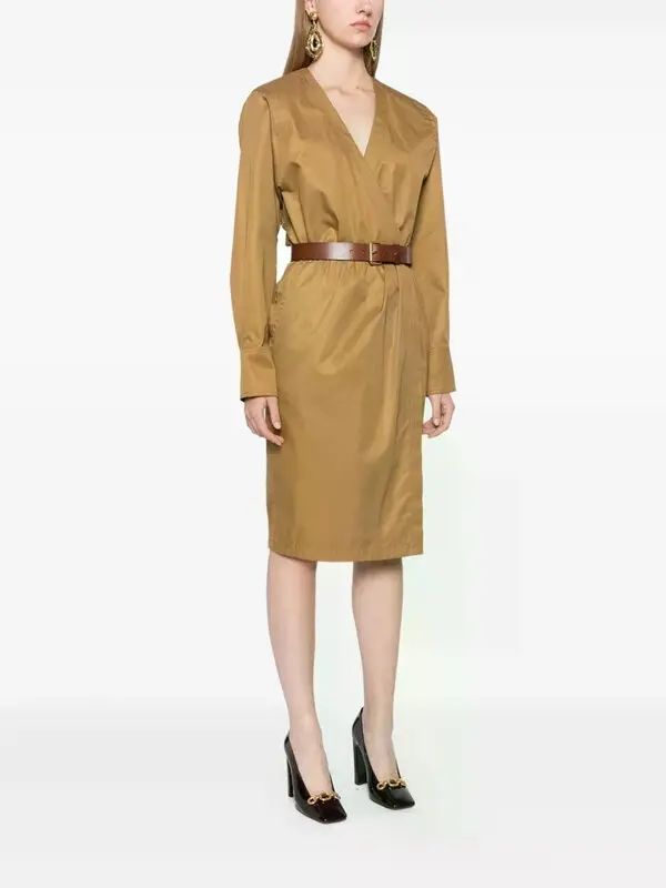 Saint Laurent Belted V-neck Dress