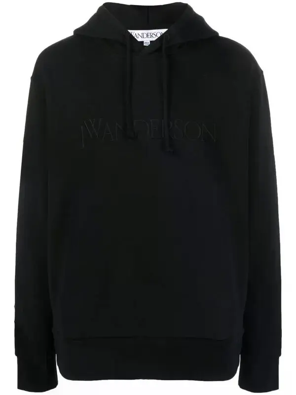 JW Anderson Logo-embroidered Cotton Hoodie - Black
