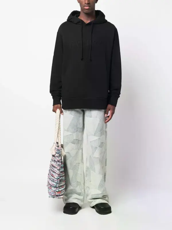 JW Anderson Logo-embroidered Cotton Hoodie - Black