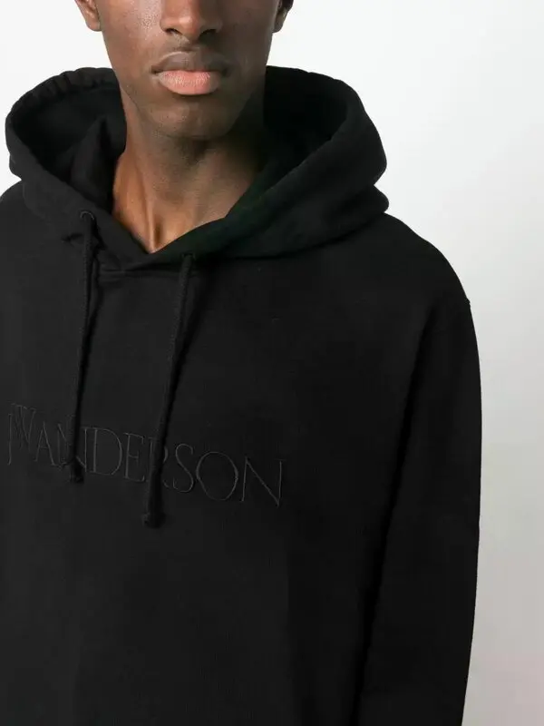 JW Anderson Logo-embroidered Cotton Hoodie - Black