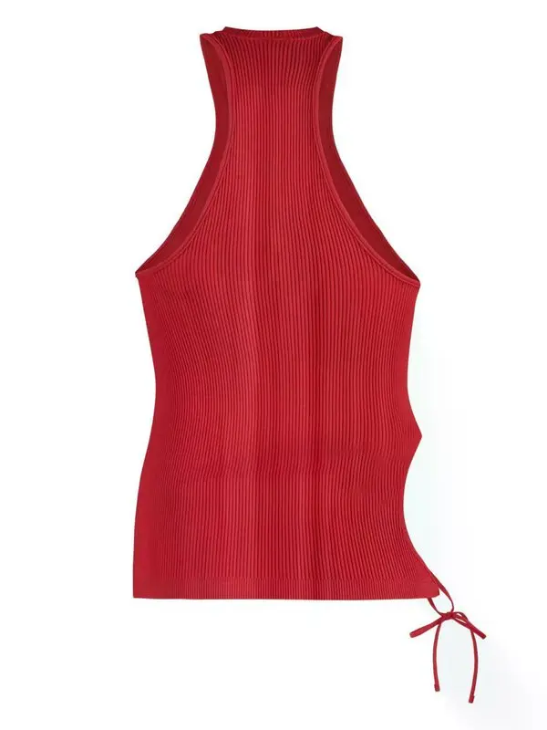 ANDREĀDAMO Ribbed Racerback Tank Top With Side Ties