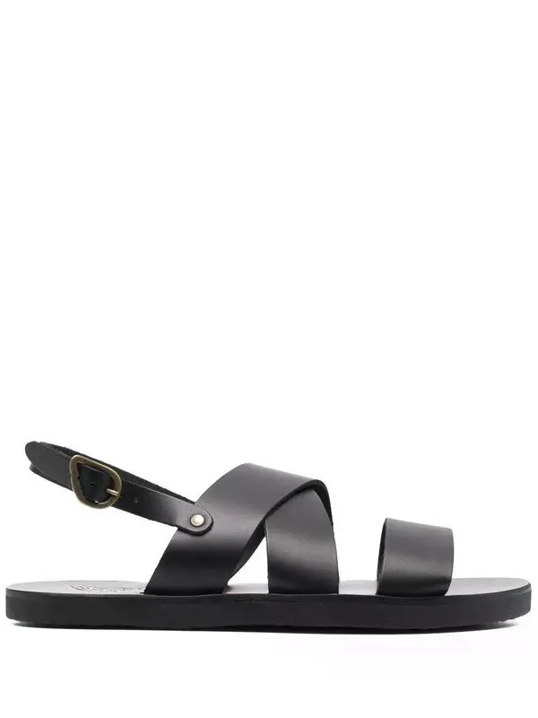 ANCIENT GREEK SANDALS Miltos Slingback Leather Sandals - Black