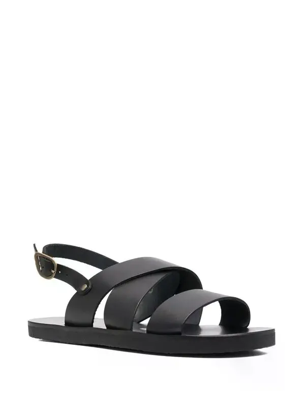 ANCIENT GREEK SANDALS Miltos Slingback Leather Sandals - Black