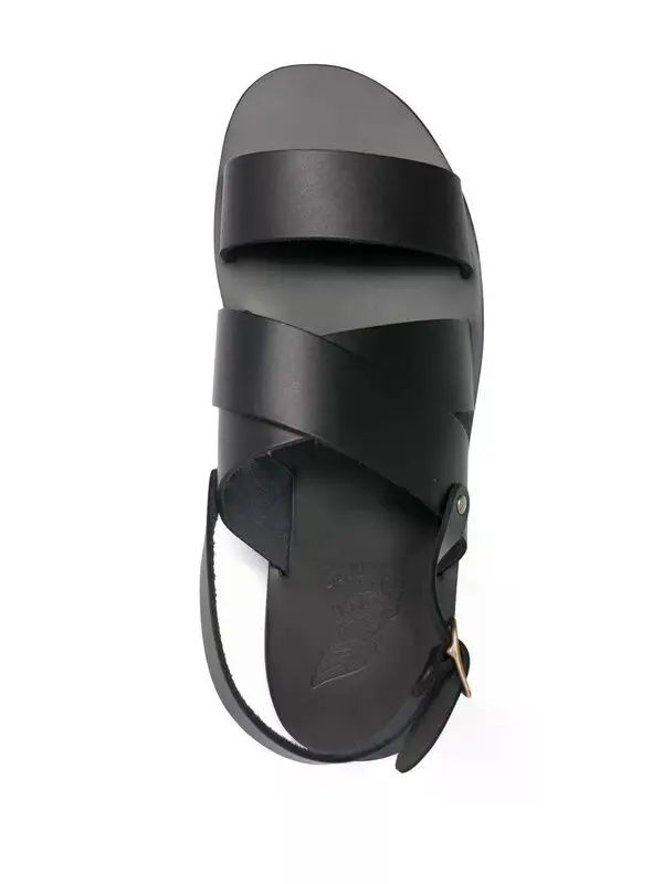 ANCIENT GREEK SANDALS Miltos Slingback Leather Sandals - Black
