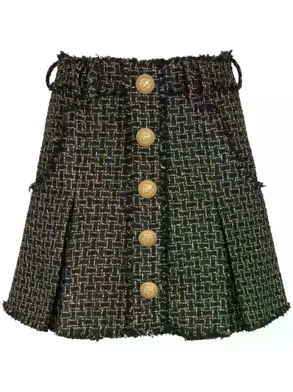 Balmain Tweed Pleated Mini Skirt