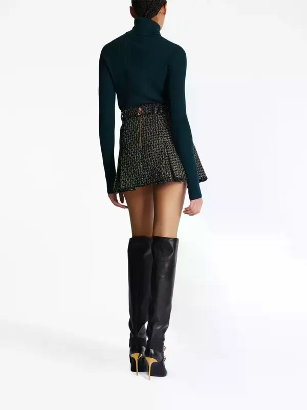 Balmain Tweed Pleated Mini Skirt
