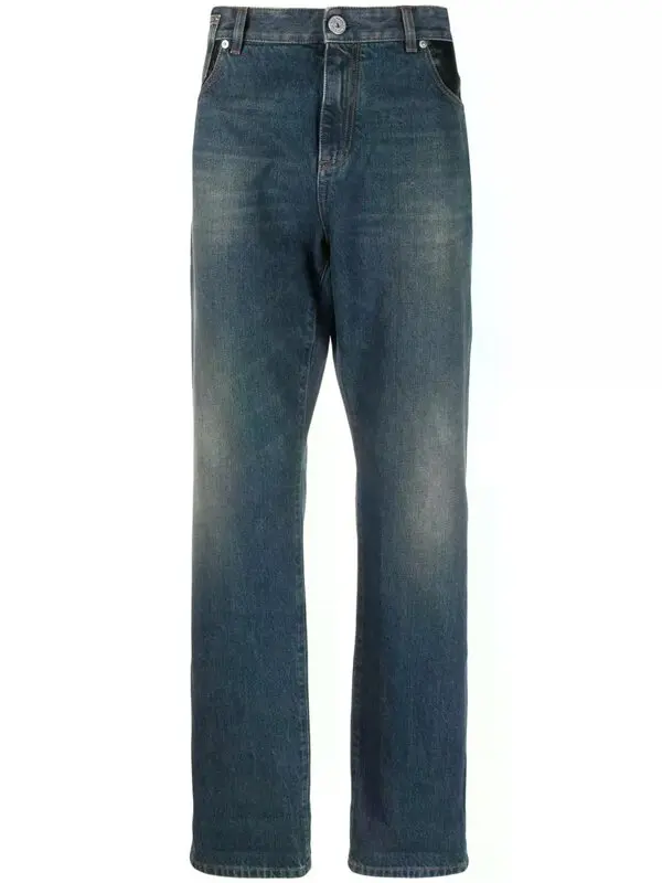 Balmain Straight-leg Jeans With Leather Pockets