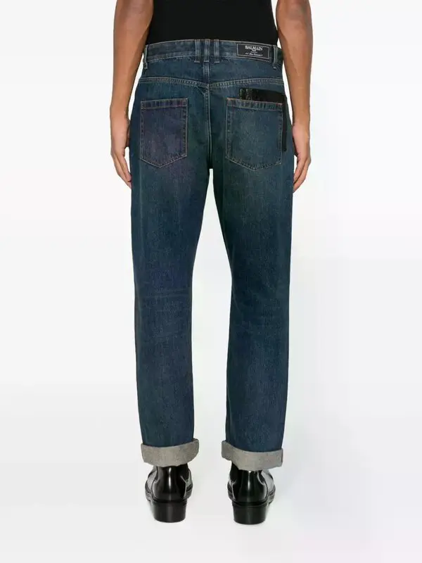 Balmain Straight-leg Jeans With Leather Pockets