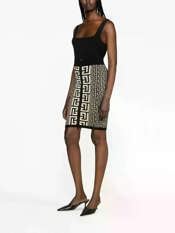 Balmain Intarsia-knit Midi Skirt