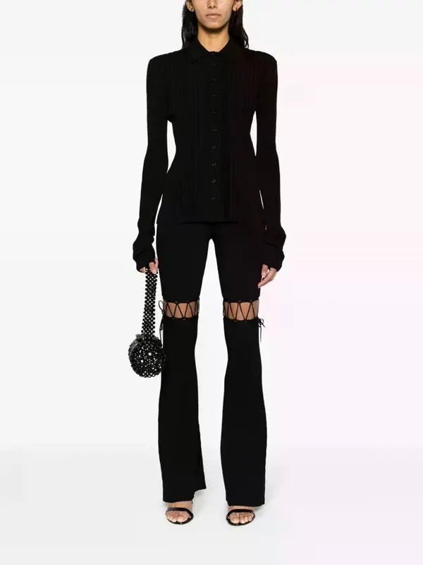 NENSI DOJAKA Ribbed Knit Straight-point Collar Top