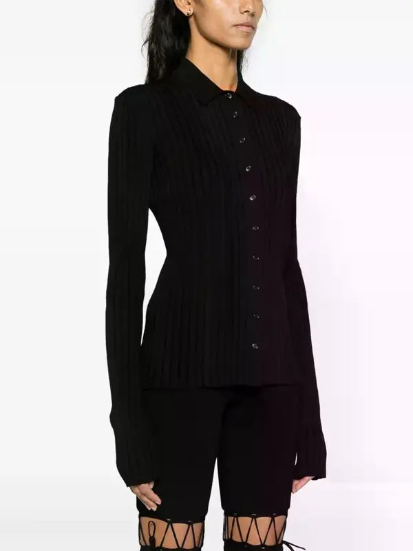 NENSI DOJAKA Ribbed Knit Straight-point Collar Top