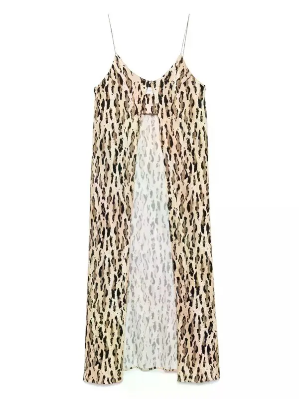 THE NINA STUDIO Animal Print Spaghetti Strap Top - Neutrals