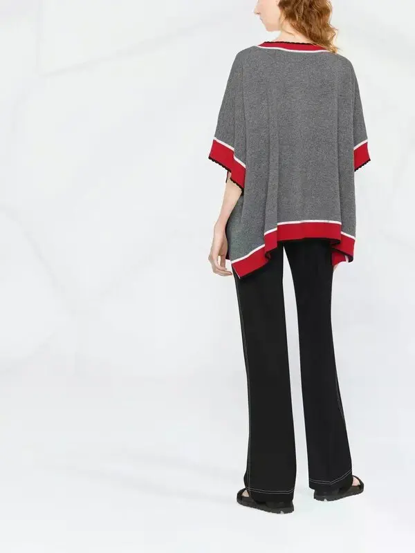 Moschino Intarsia Floral Knit Poncho Top