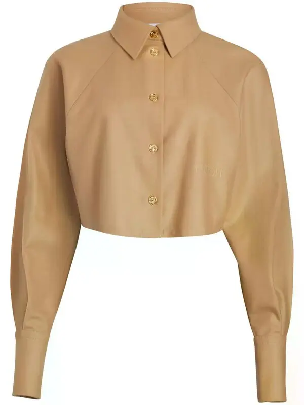 PATOU Cropped Organic Cotton Shirt - Neutrals