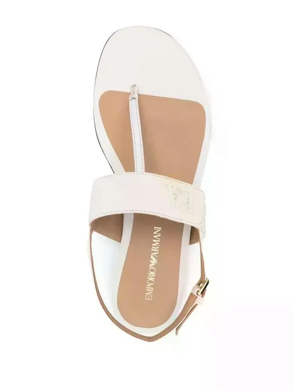 Emporio Armani Leather Logo Plaque Slingback Sandals