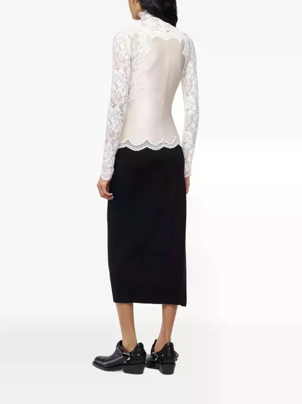 Rabanne Long-sleeve Lace Top - White